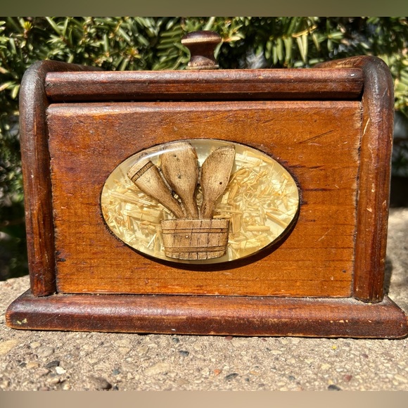Kitchen | Vintage Recipe Holder Wooden Box Rustic Design Lucite Wood ...